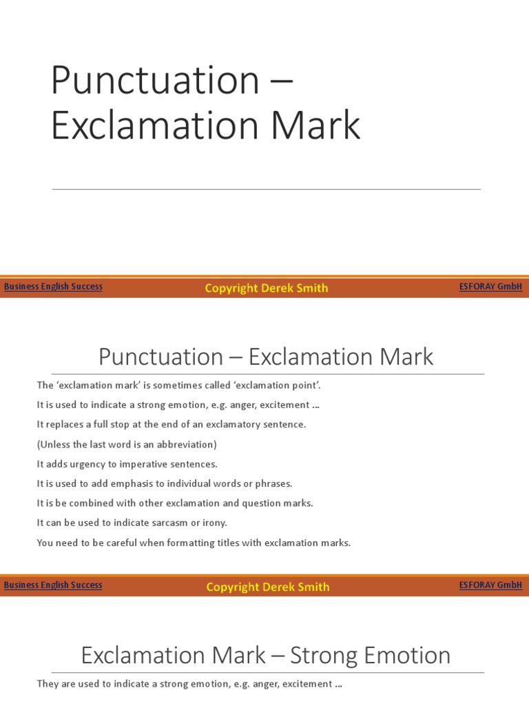 Punctuation - Exclamation Mark: Business English Success Esforay GMBH ...