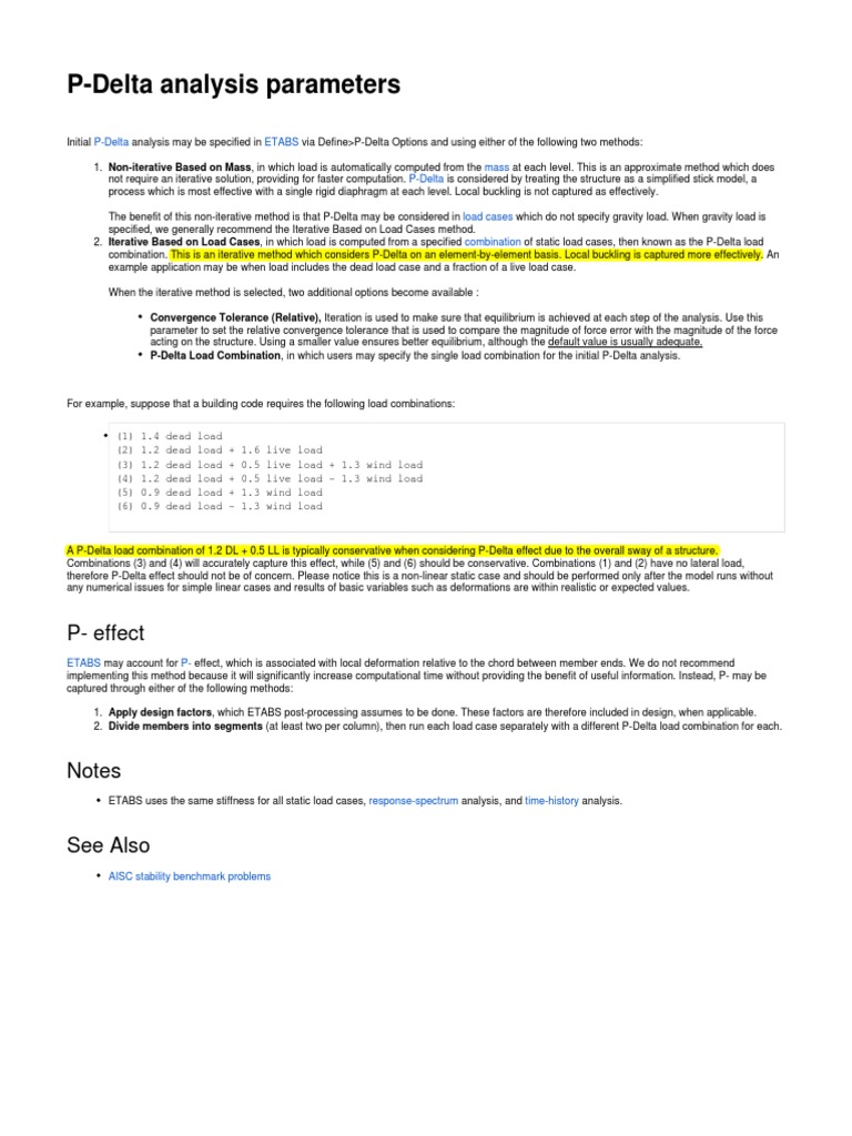 P-Delta Analysis Parameters | PDF | Structural Load | Force