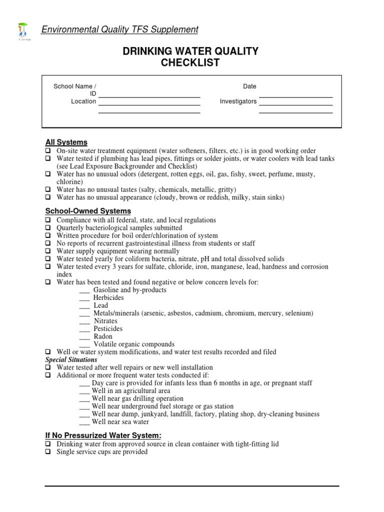 Water Cooler Cleaning Checklist Format | PDF | Cooking, Food & Wine ...