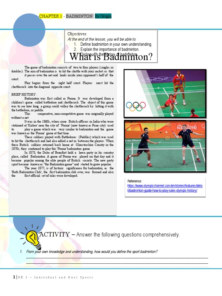 Badminton Module | PDF | Racquet Sports | Athletic Sports