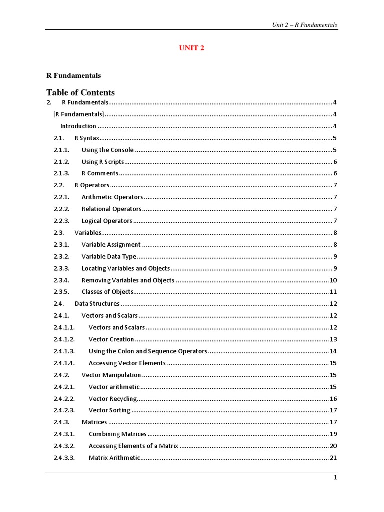 R Fundamentals: Unit 2 | PDF | Matrix (Mathematics) | Array Data Structure