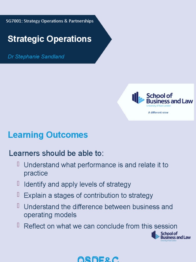 Strategic Operations: SG7001: Strategy Operations & Partnerships | PDF ...