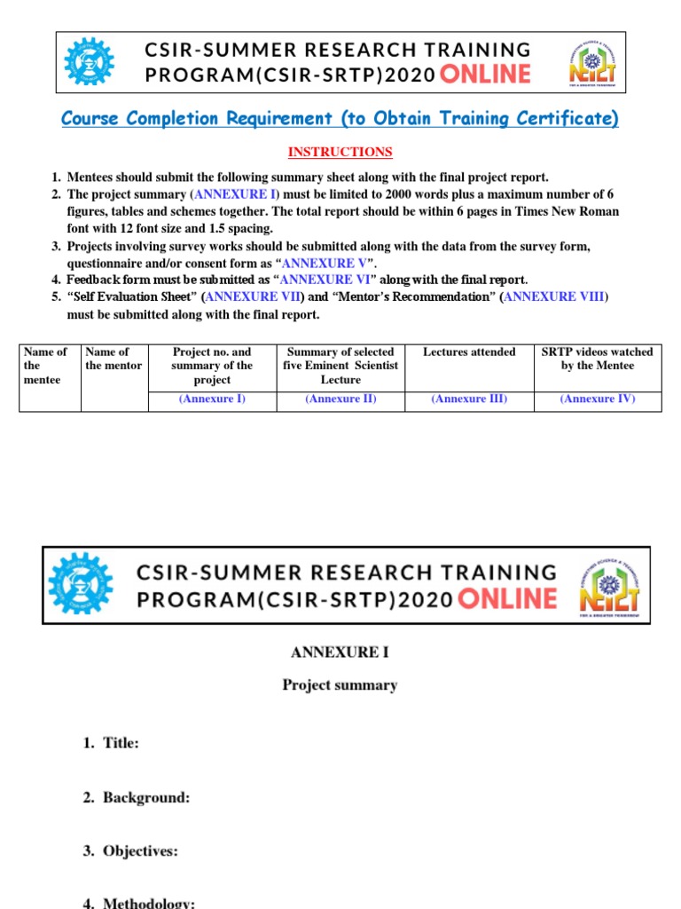 Course Completion Requirement (To Obtain Training Certificate) | PDF ...