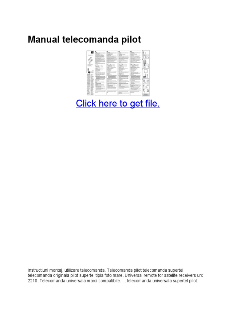 Manual Telecomanda Pilot | PDF | Consumer Electronics | Electronics