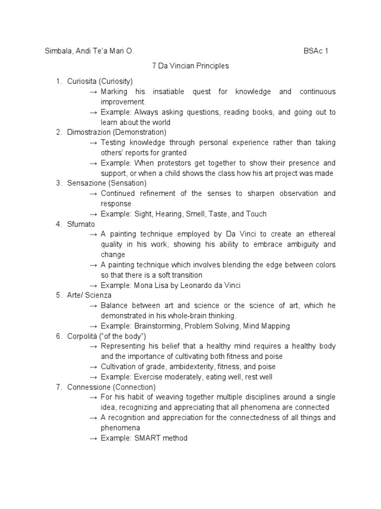 Seven Da Vincian Principles Explained | PDF
