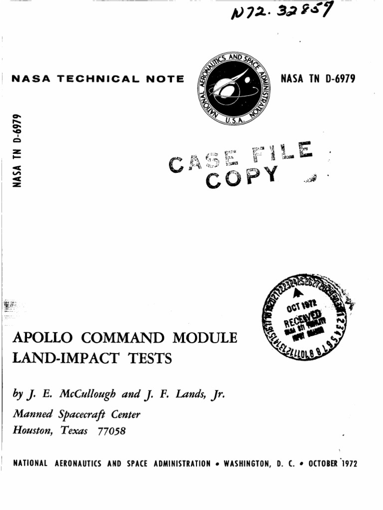 Apollo Command Module Land-Impact Tests | PDF | Apollo Program | Nasa
