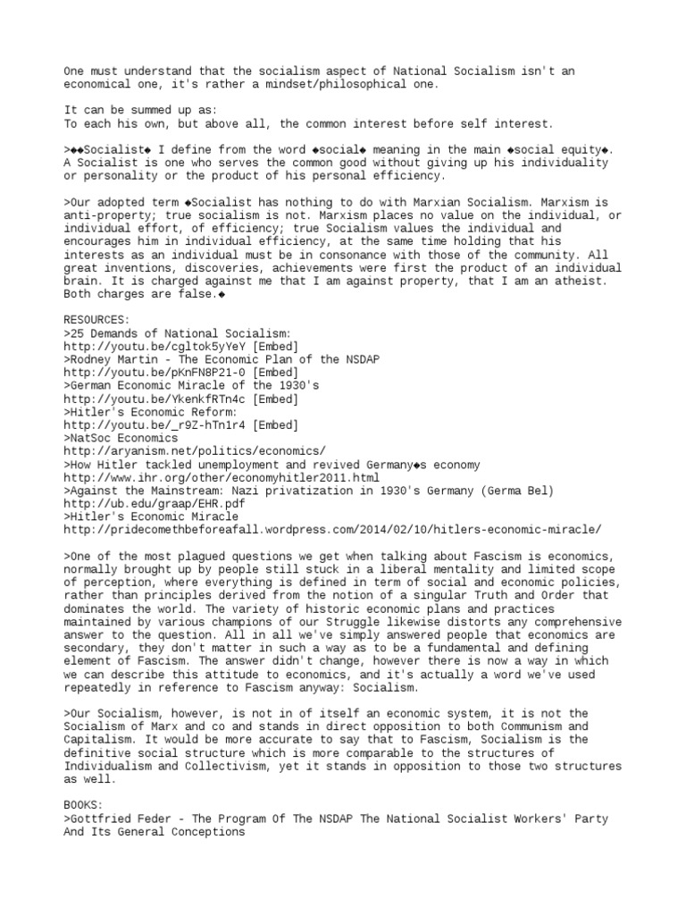 Natsoc Econ | PDF | Socialism | Nazism