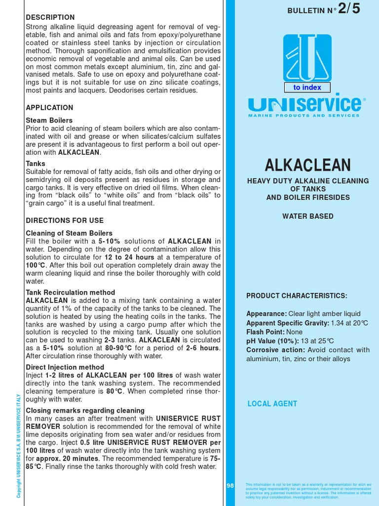 Alkaclean: To Index | PDF | Boiler | Steam