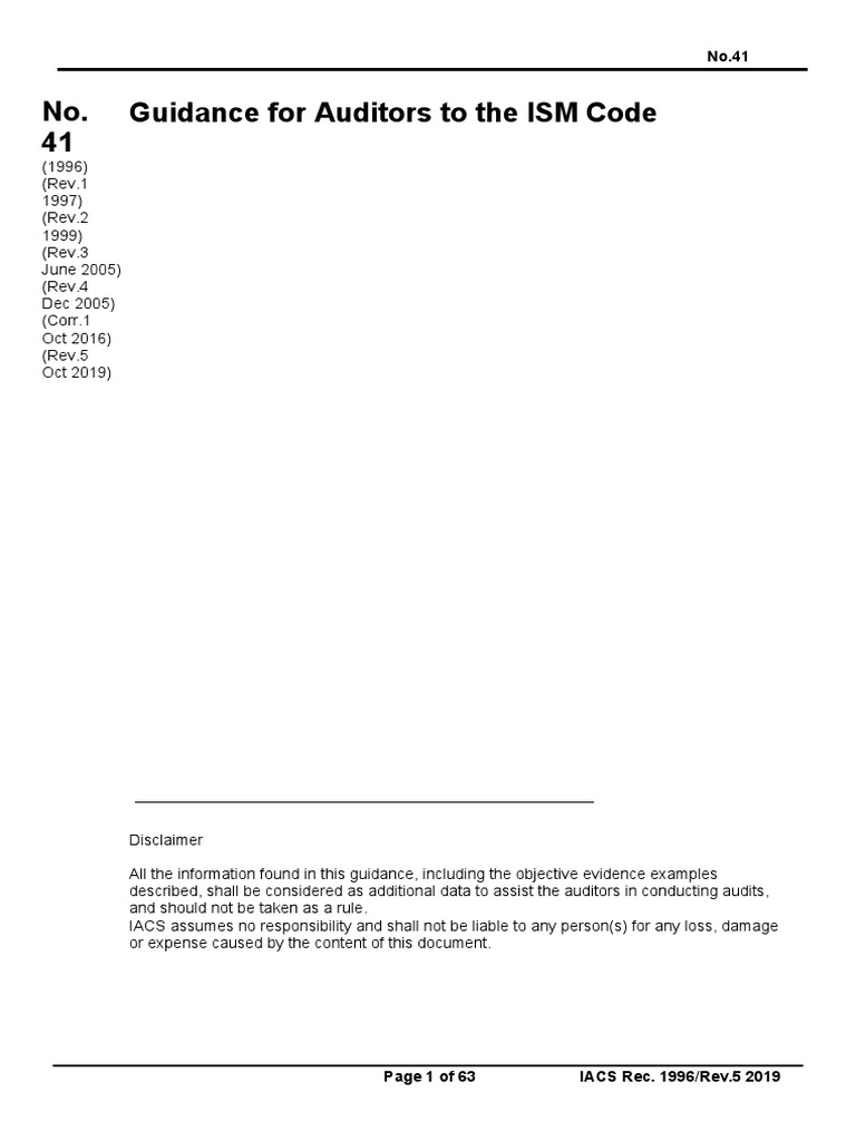 ISM CODE GUIDANCE Rec41rev5 | PDF | Verification And Validation | Audit