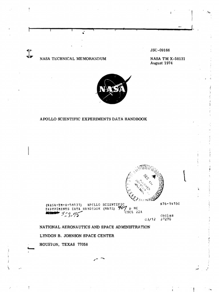 Apollo Scientific Experiments Data Handbook | PDF | Apollo Program ...
