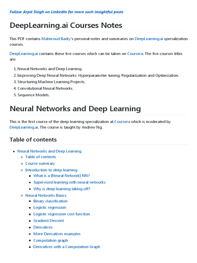 Deep Learning Andrew NG | PDF | Artificial Neural Network | Deep Learning Deep Learning Andrew NG | PDF | Artificial Neural Network | Deep Learning