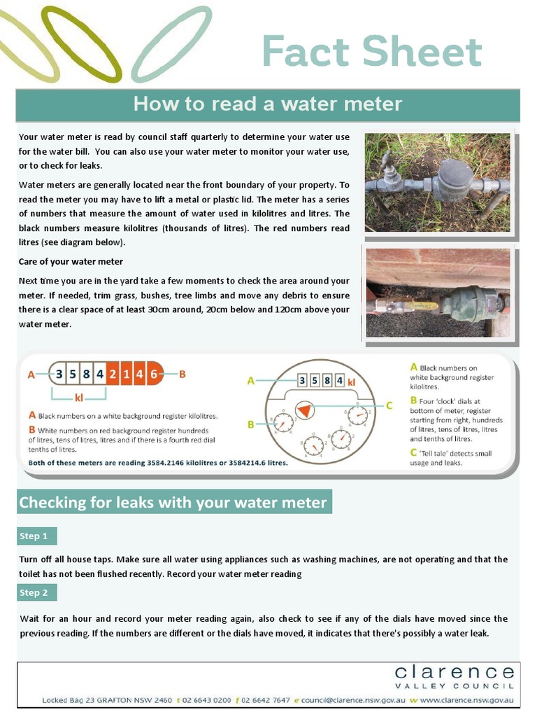 Fact Sheet How To Read A Water Meter | PDF