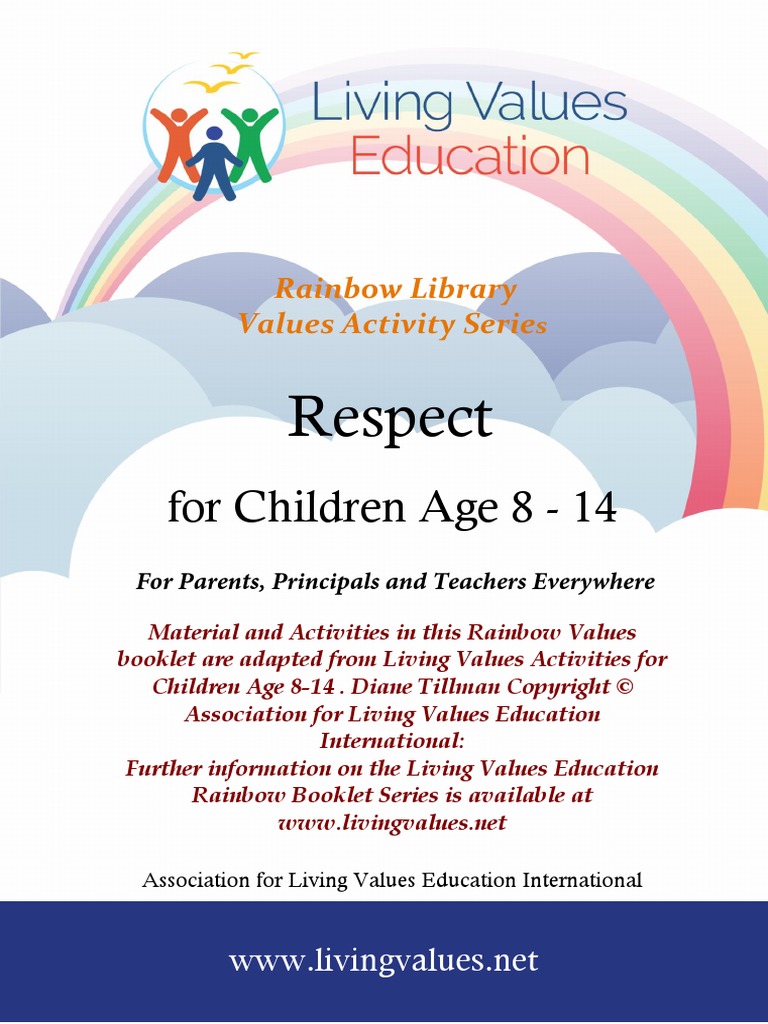Living Values Education Rainbow Booklet Activity Children 8 14 Respect ...