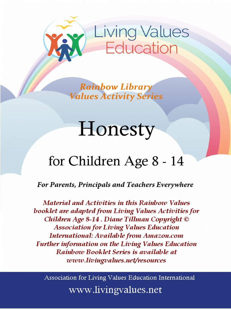 Living Values Education Rainbow Booklet Activity Children 8 14 Honesty ...
