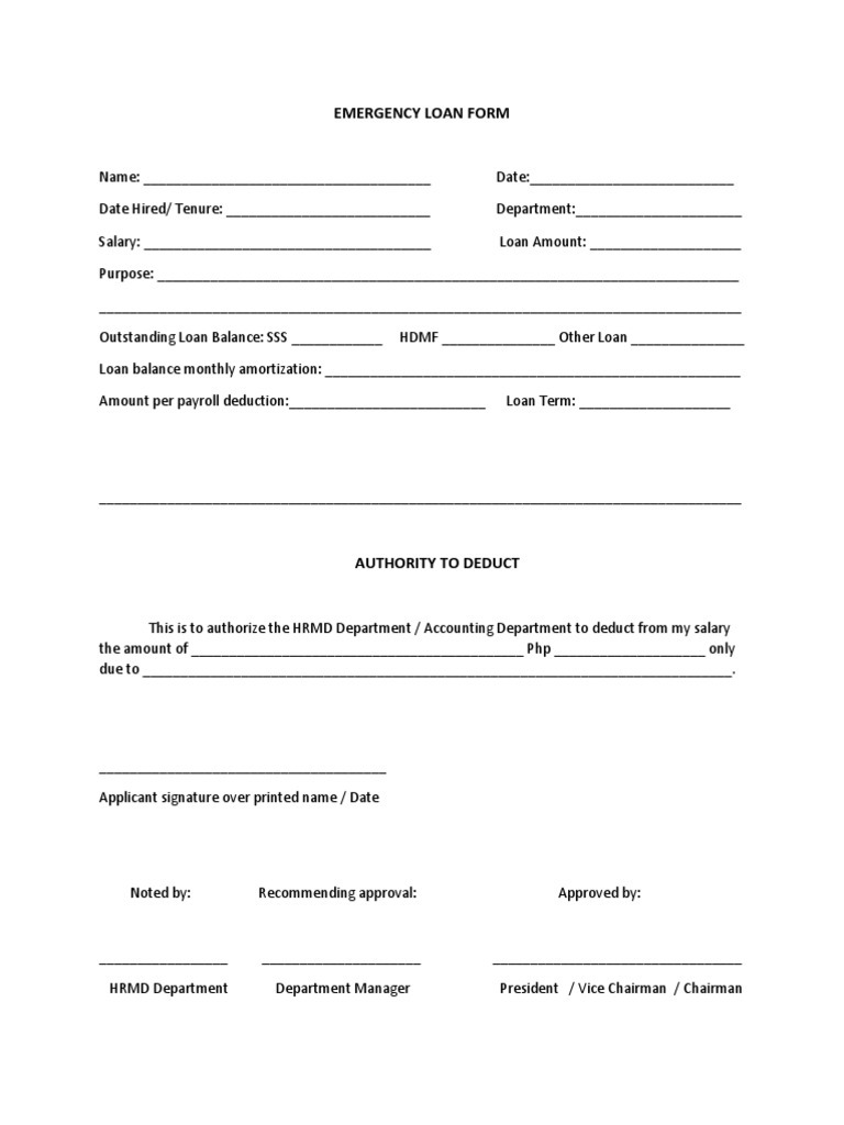 Emergency Loan Form 2018 | PDF