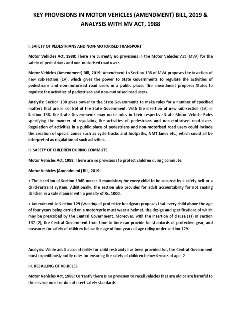 Key Changes in Motor Vehicle Act 2019 | PDF | Driver's License | Vehicles