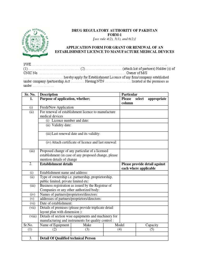 (See Rule 4 (2), 5 (1), and 6 (2) ) | PDF | Medical Device | License
