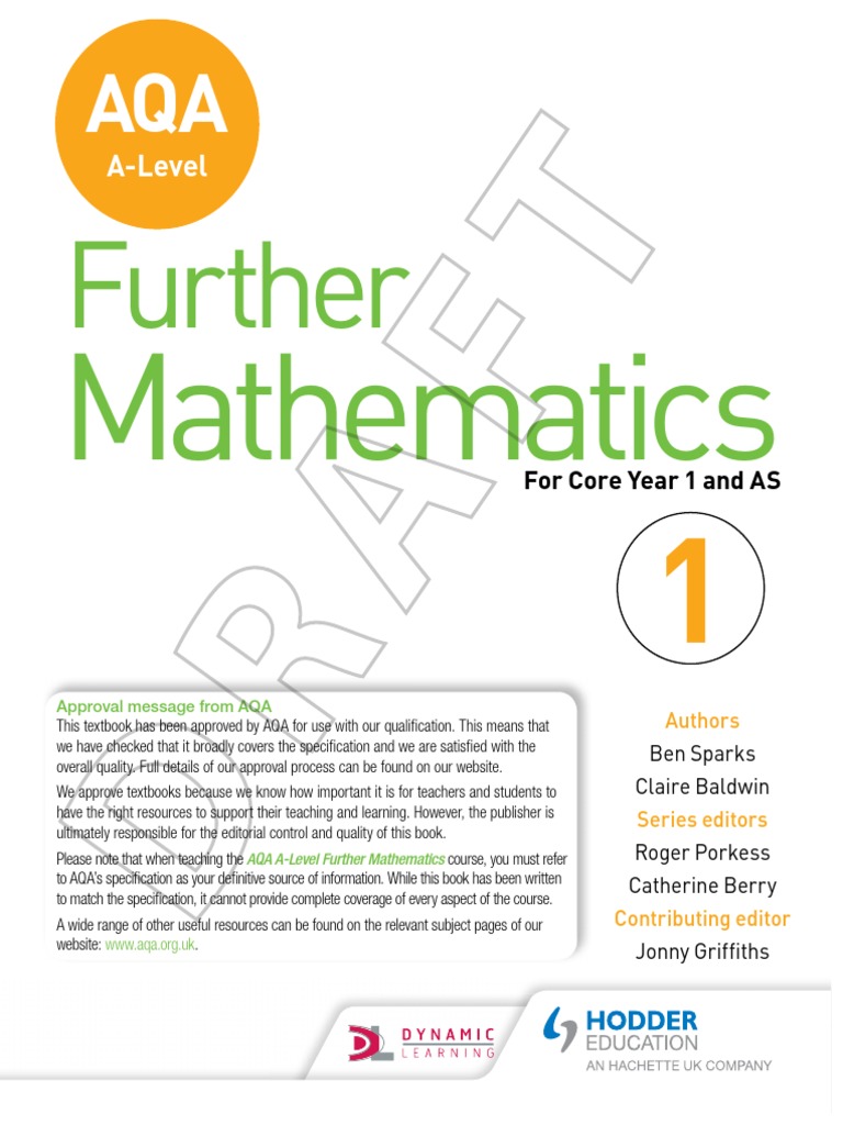 Baldwin, Claire - AQA A Level Further Mathematics Year 1 (AS) - Hodder ...