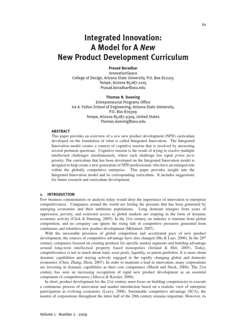 Integrated Innovation: A Model For A New New Product Development ...