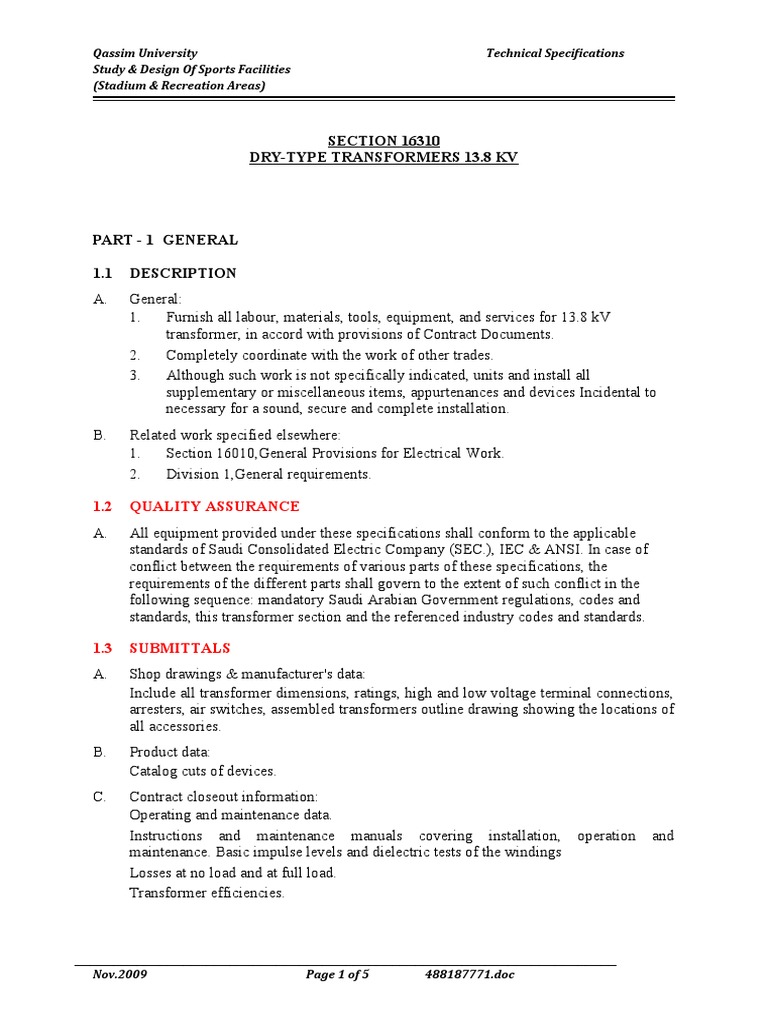 Transformer Inspection Checklist | PDF | Transformer | Specification ...