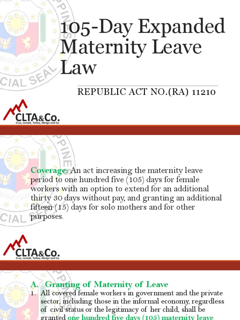 105 - Day Expanded Maternity Leave Law | Download Free PDF | Parental Leave | Mother