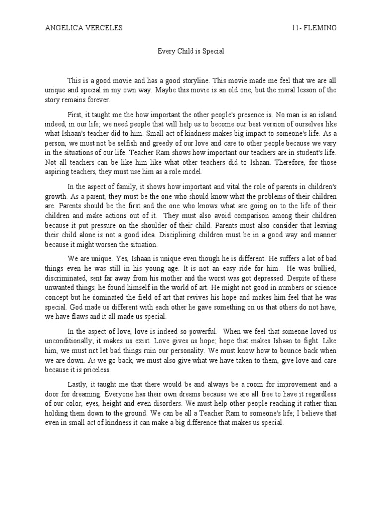 Every Child Is Special | PDF | Teachers | Love