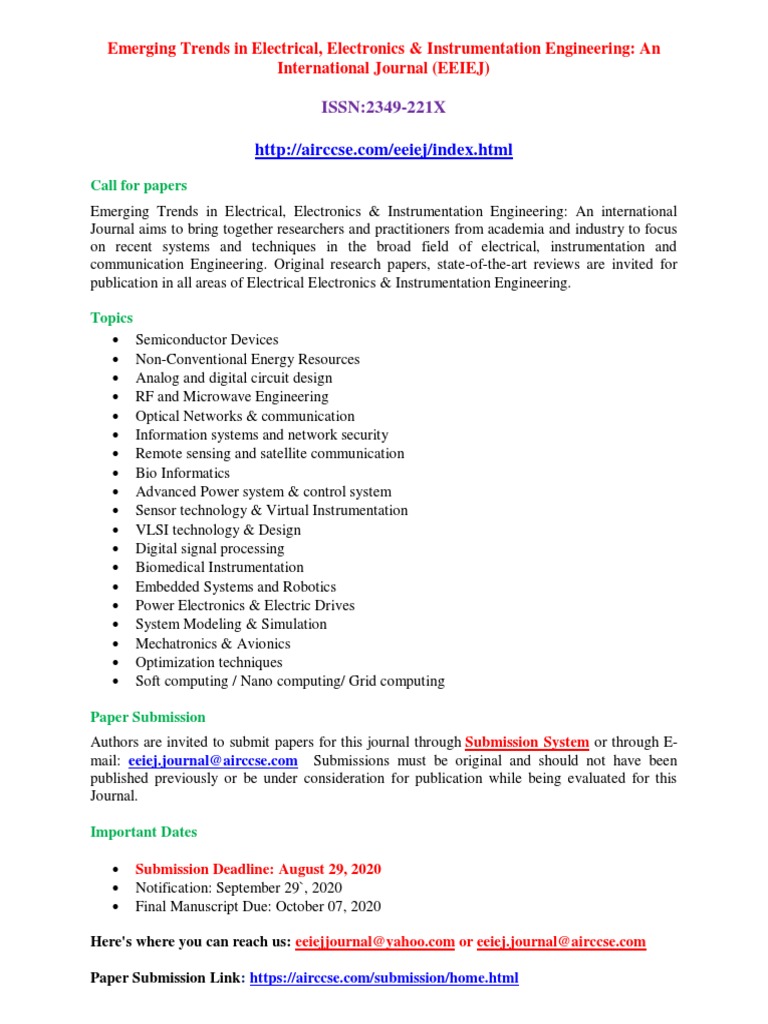 Call For Paper - Emerging Trends in Electrical, Electronics ...