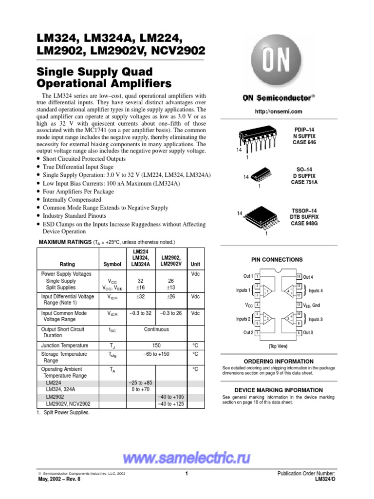 LM324, LM324A, LM224, LM2902, LM2902V, NCV2902 Single Supply Quad ...