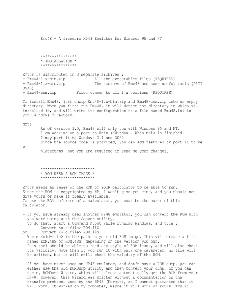 EMU48 | PDF | Zip (File Format) | Read Only Memory