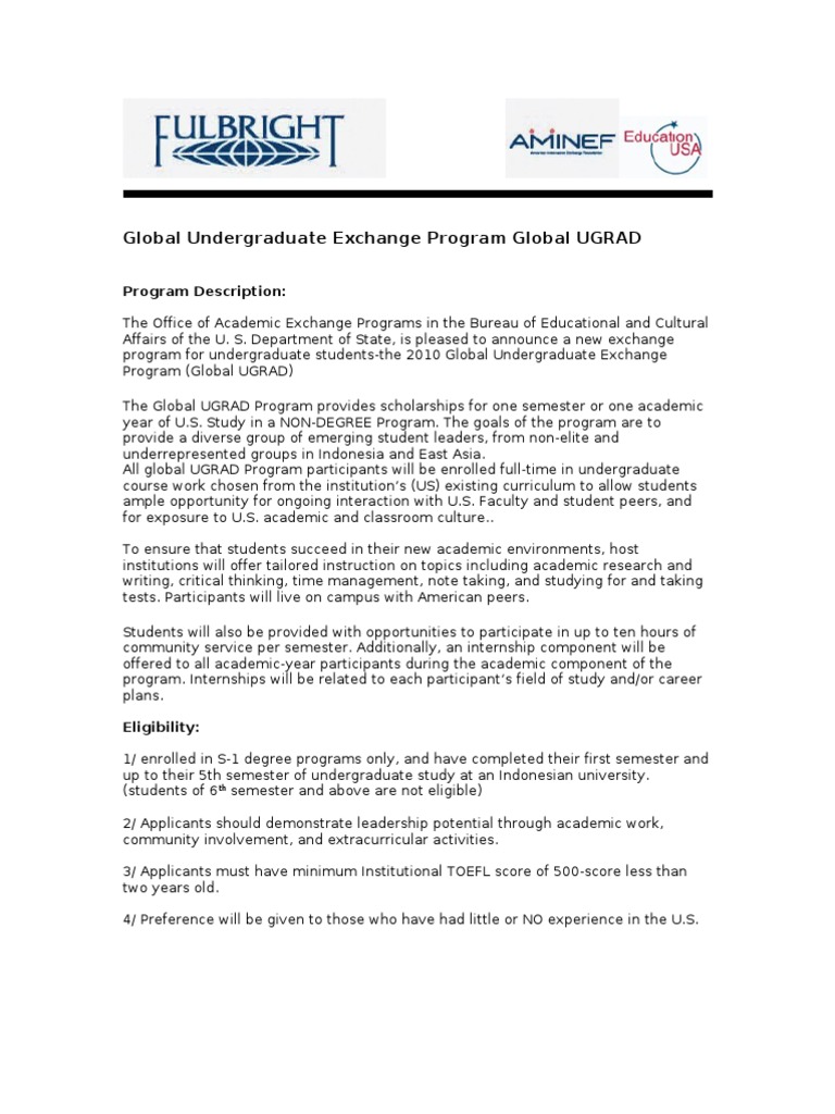 Global Undergraduate Exchange Program Global UGRAD | PDF