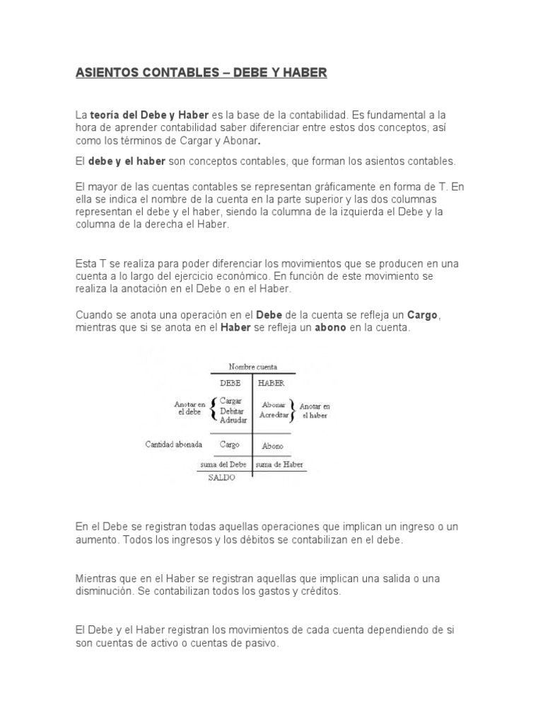 Asientos Contables - Debe y Haber | PDF | Contabilidad | Servicios ...