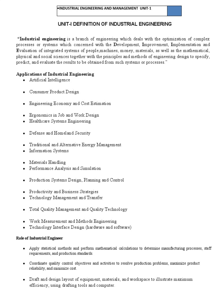 Iem Unit 1 | PDF | Industrial Engineering | Engineering
