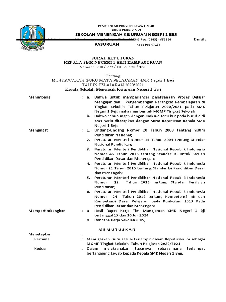 SK MGMP Sekolah | PDF