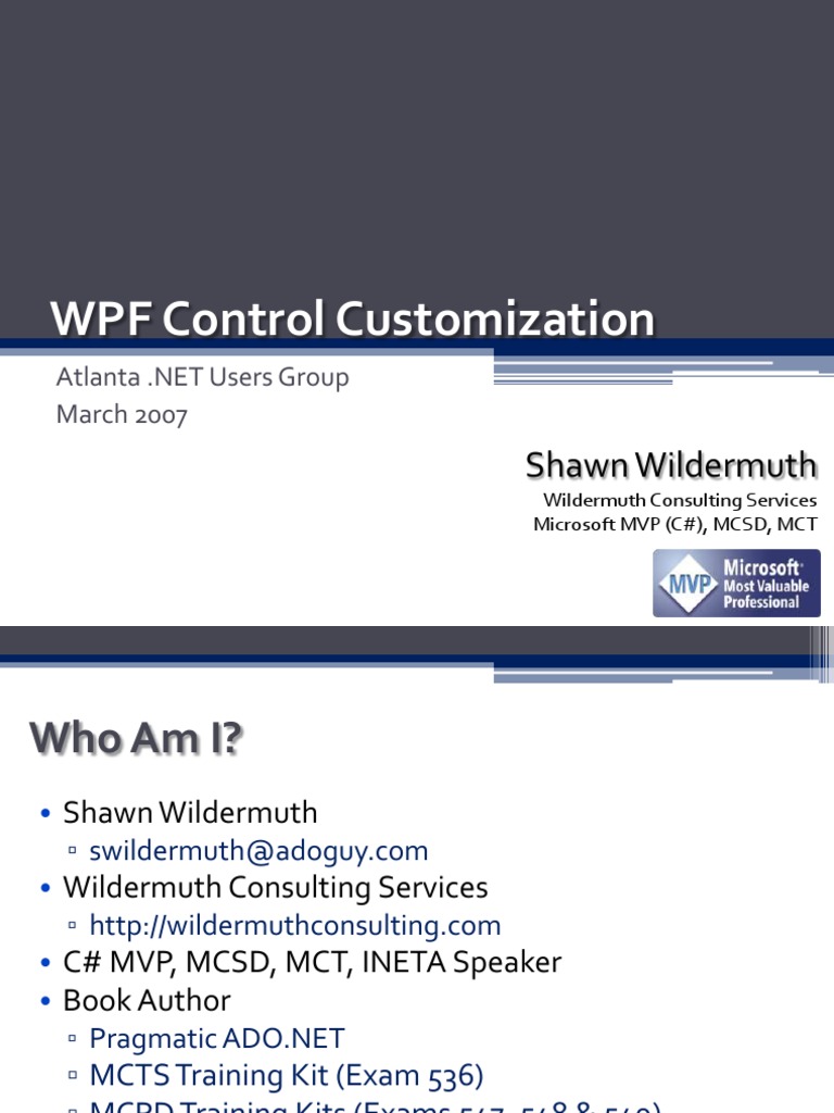 Wpf Control Customization Shawn Wildermuth Download Free Pdf Extensible Application Markup