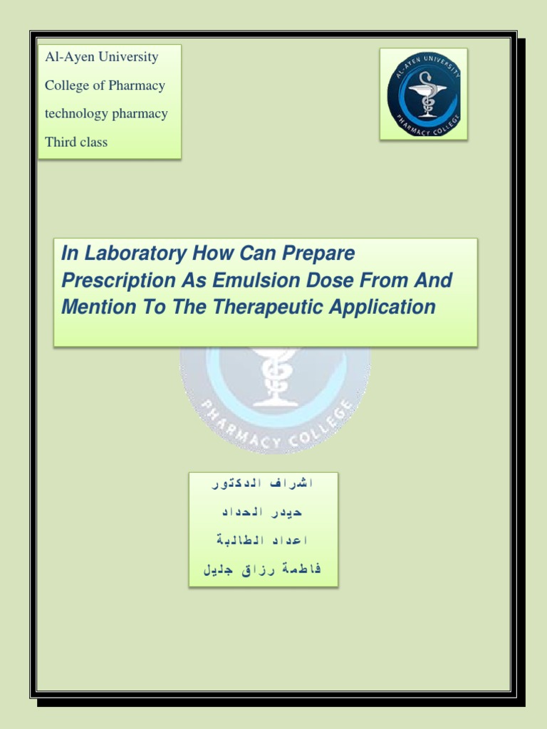 In Laboratory How Can Prepare Prescription As Emulsion Dose From | PDF ...