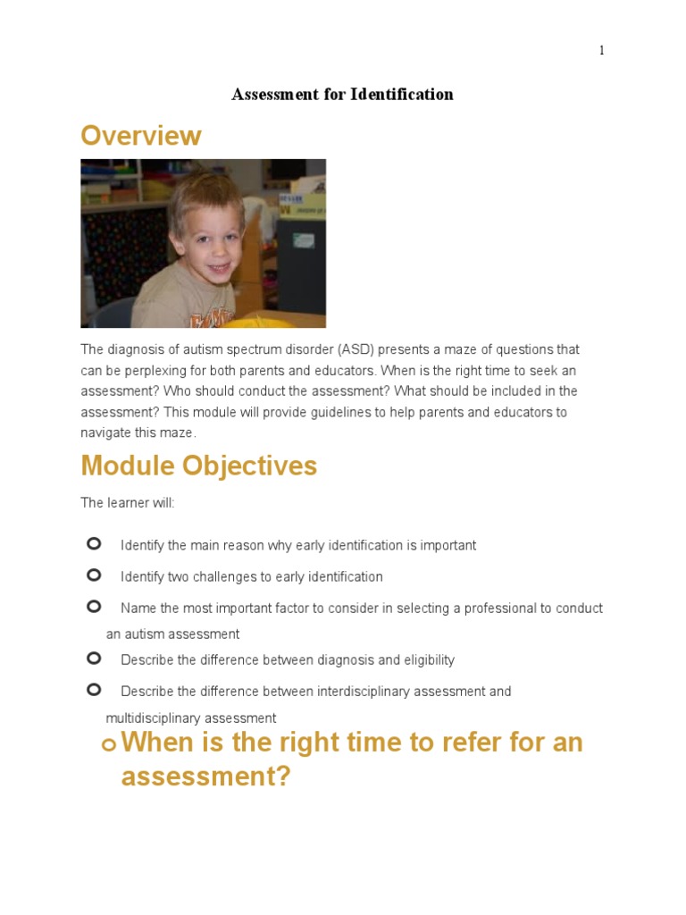 O o o o O: Assessment For Identification | Download Free PDF | Autism ...
