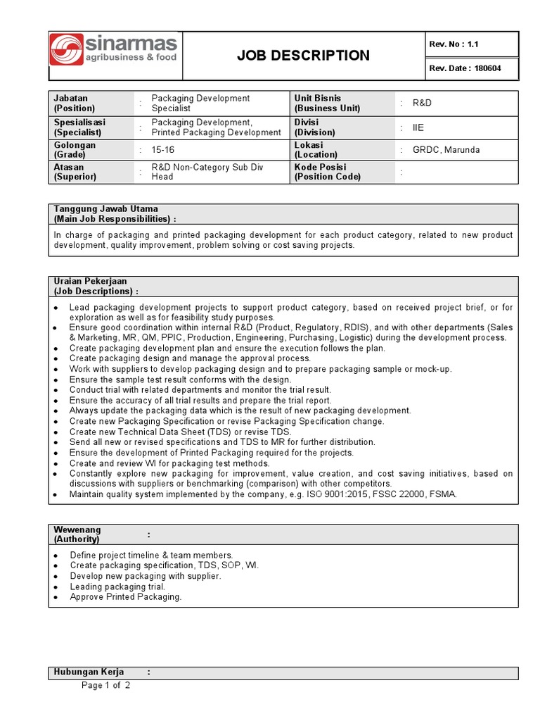 Packaging Development Specialist Role | PDF | Packaging And Labeling ...