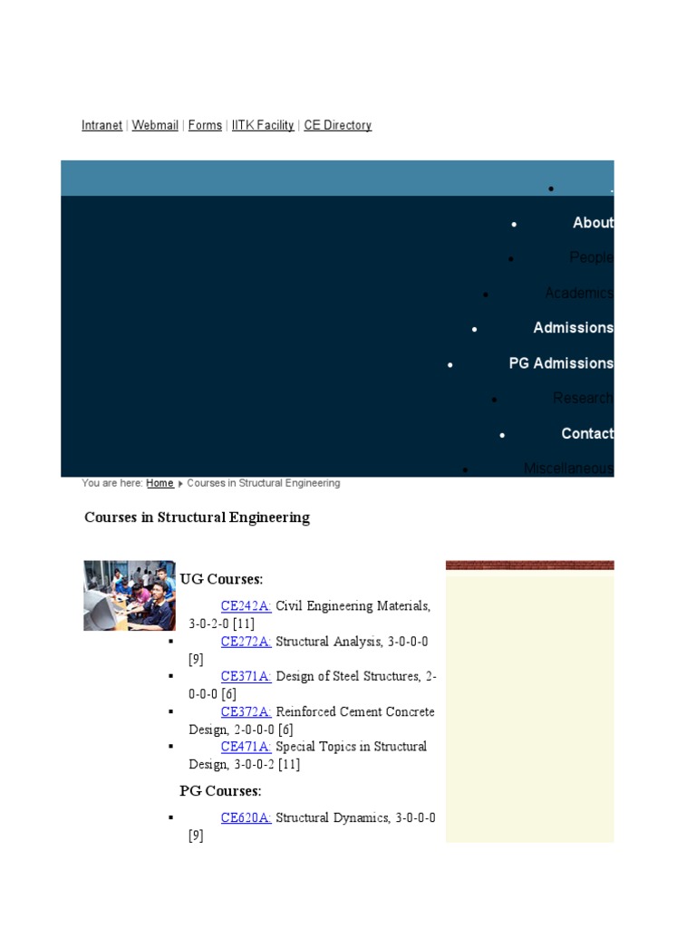 Courses in Structural Engineering: Intranet Webmail Forms IITK Facility ...