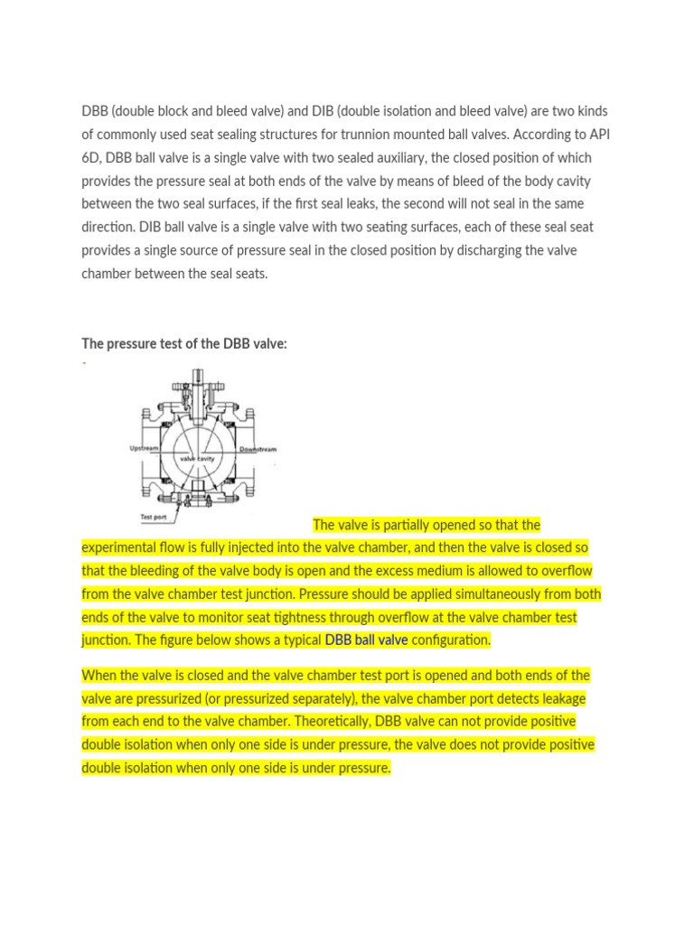 The Pressure Test of The DBB Valve | PDF | Valve | Gases