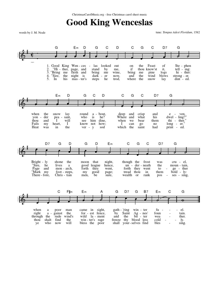 Good King Wenceslas Lyrics & Music | PDF | Anonymous Works | Hymns