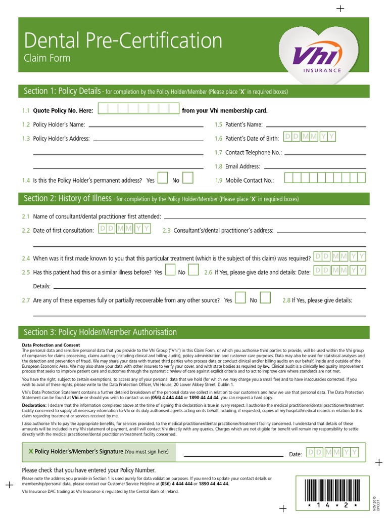 Dental Pre-Certification Form | PDF | Dentist | Periodontology