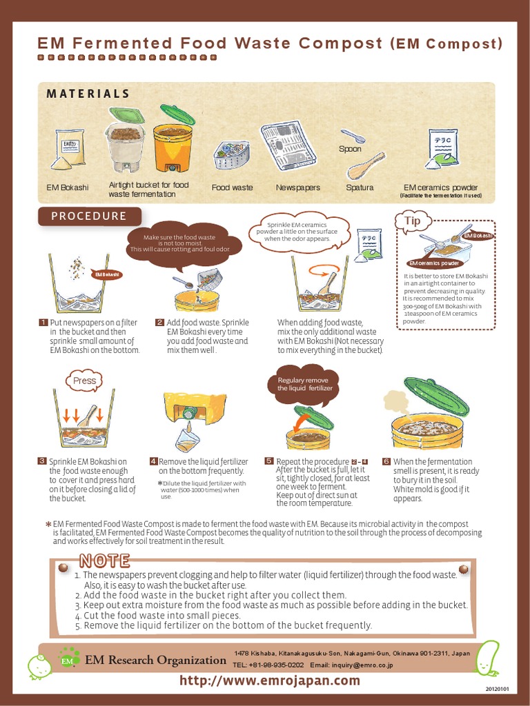 EM Fermented Food Waste Compost: Note Note | PDF | Compost | Foods