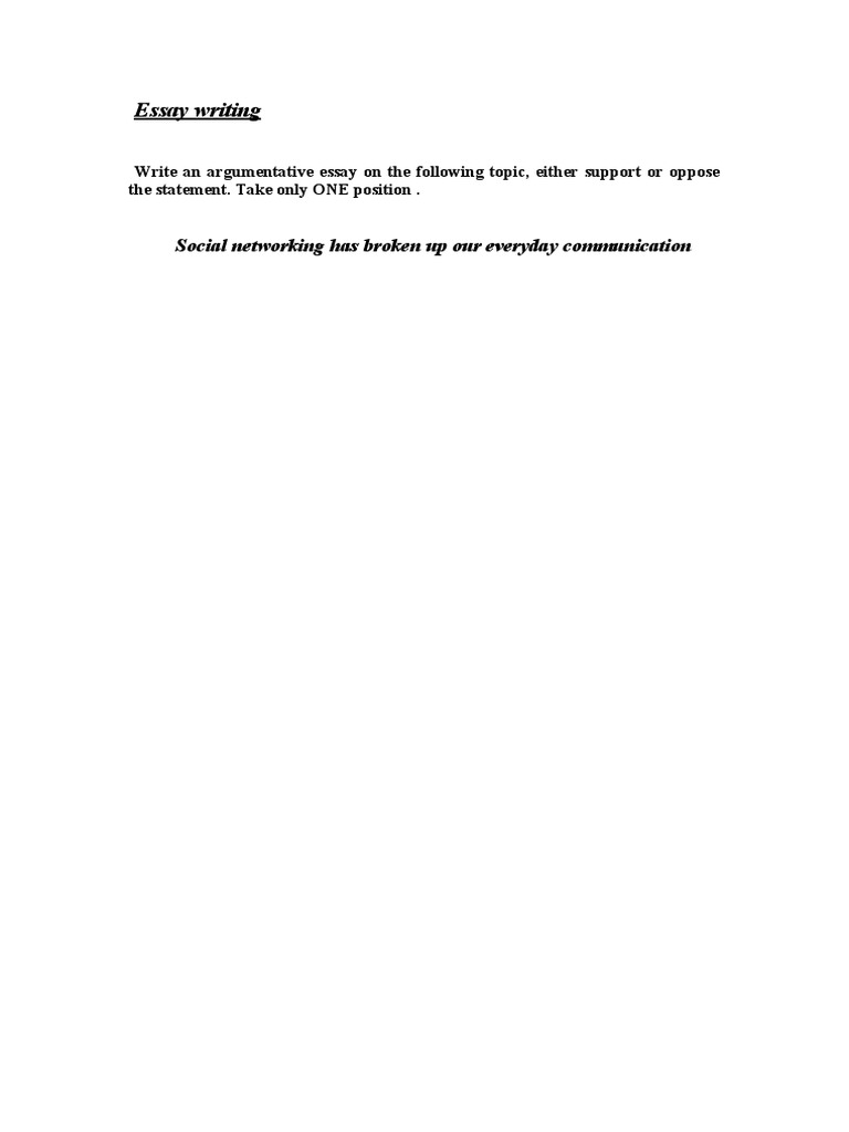 Argumentative Essay on Social Networking | PDF