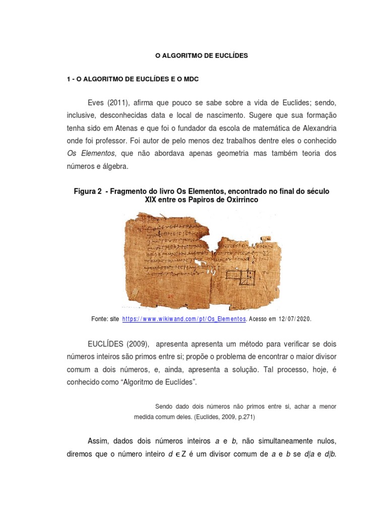 O Algorítmo de Euclídes | PDF | Matemática discreta | Ensino de Matemática