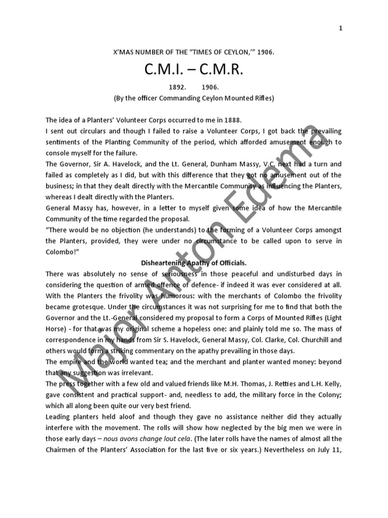 Ceylon Mounted Infantry - Ceylon Mounted Rifles | Download Free PDF ...