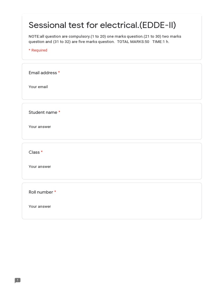 Sessional Test For Electrical. (EDDE-II) | PDF | Electric Motor | Equipment