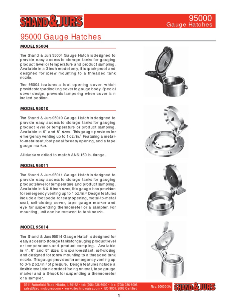 Gauge Hatches: MODEL 95004 | PDF | Screw | Equipment