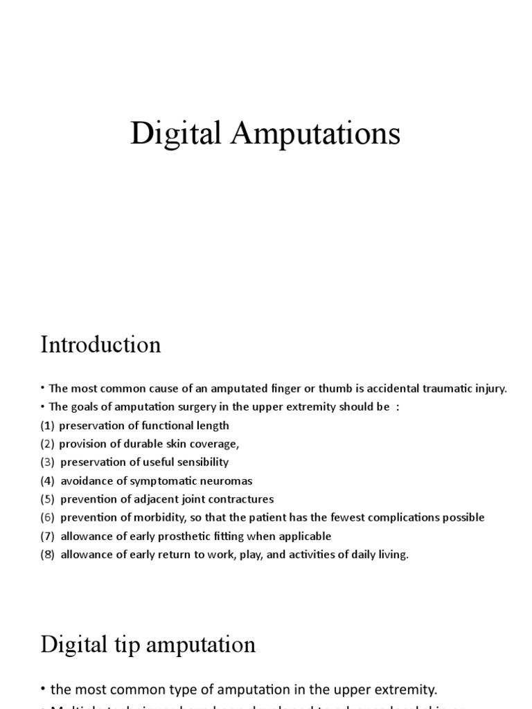 Digital Amputations | PDF | Finger | Hand