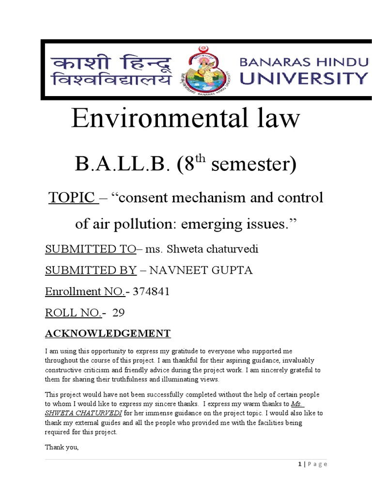 Consent Mechanism in Air Pollution Control | PDF | Consent ...