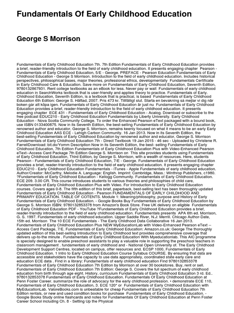 Fundamentals of Early Childhood Education0273 | Download Free PDF ...